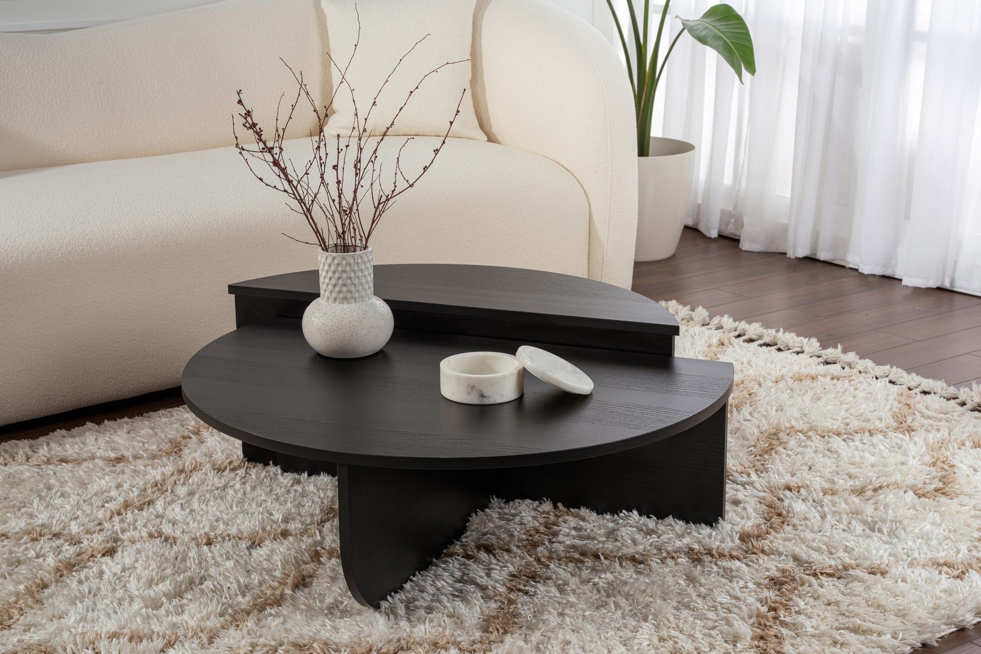 Table basse design Restine L90cm Bois Noir | Leroy Merlin