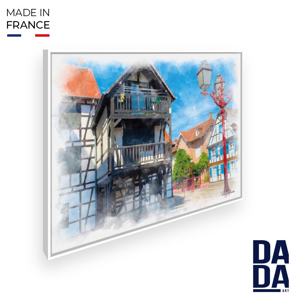 Tableau Maisons à colombages de Schiltigheim / 45x60cm / Cadre Blanc ...