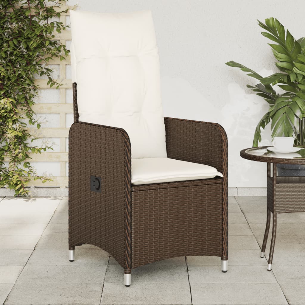 Chaise inclinable de jardin avec coussins marron résine tressée | Leroy ...