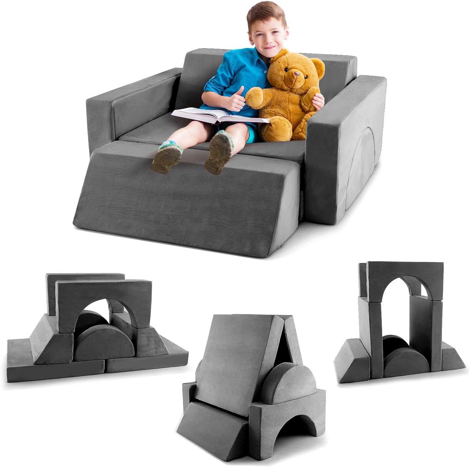 Canapé Enfants 8 Pièces avec Combinaisons Multiples, Fauteuil Enfant ...
