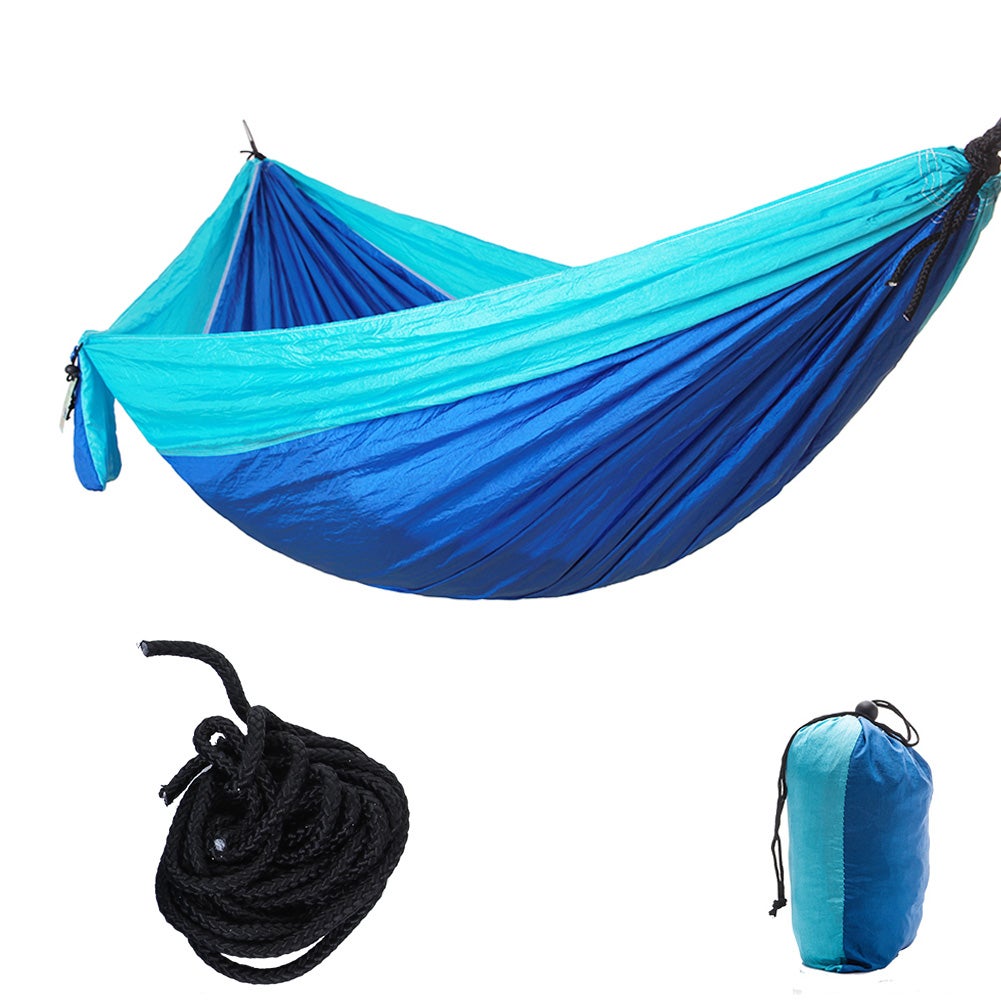 Hamaca de viaje portátil para camping con correa para árbol (azul claro ...