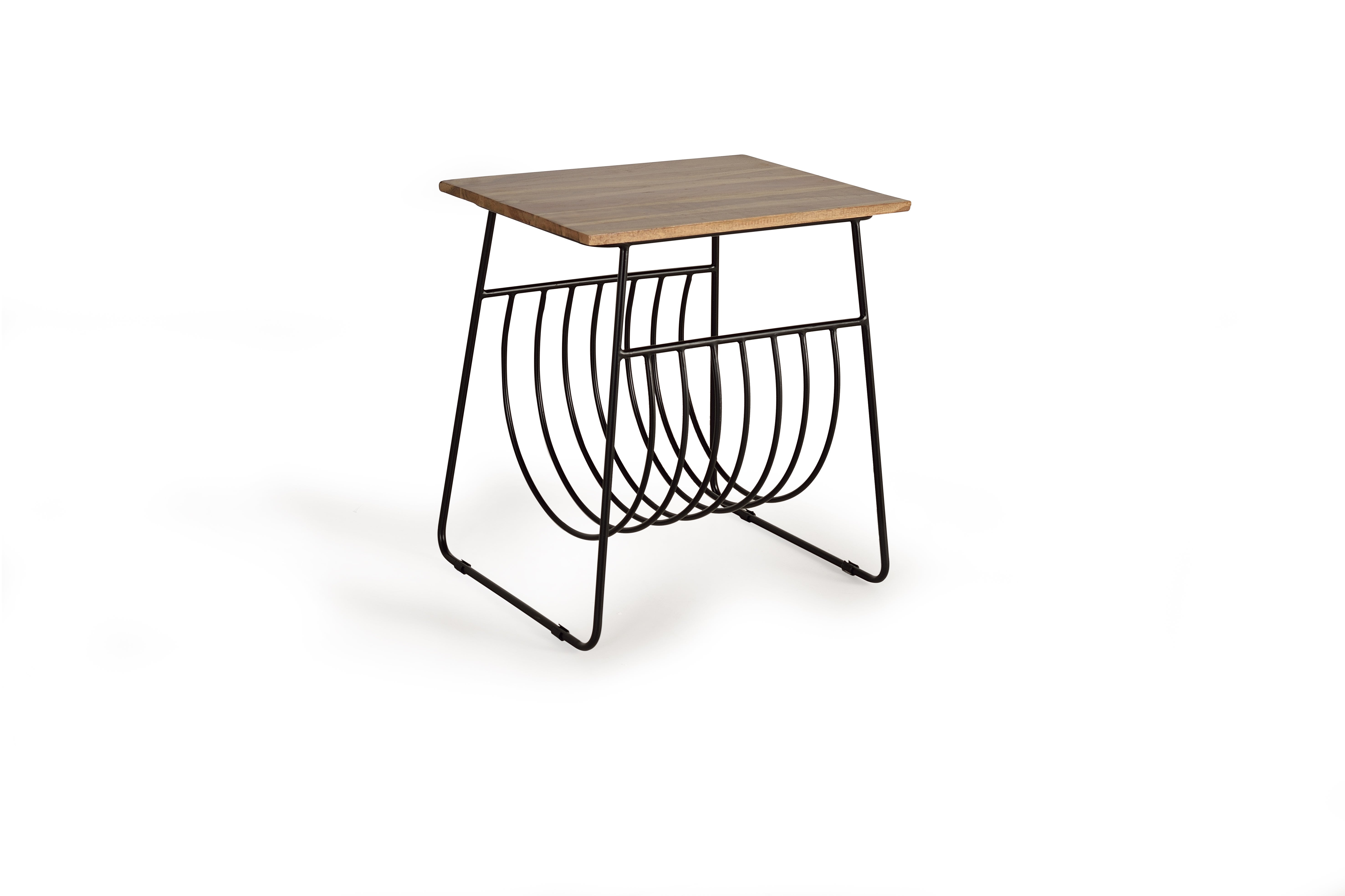 Table d'angle avec porte-revues en manguier et métal | Leroy Merlin