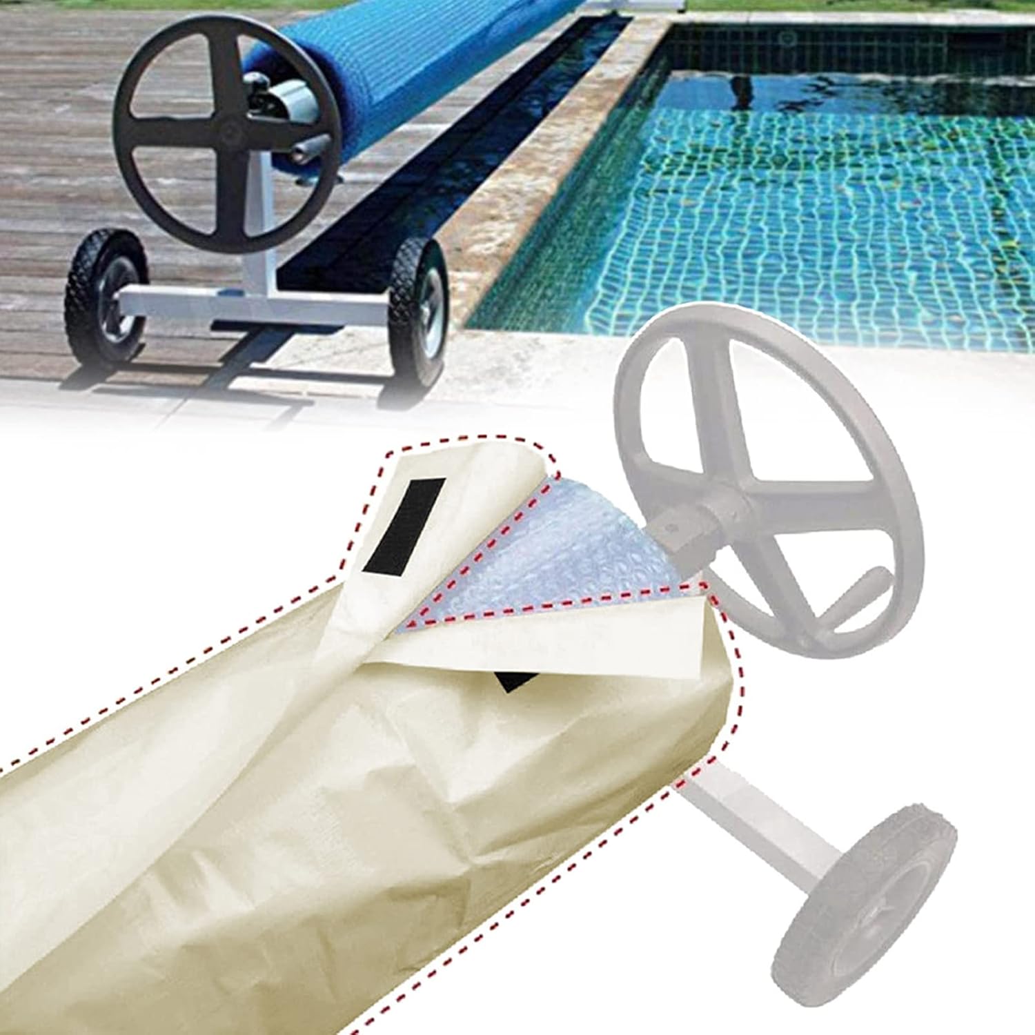 Enrouleur de Couverture Solaire, Housse de Protection Enrouleur ...