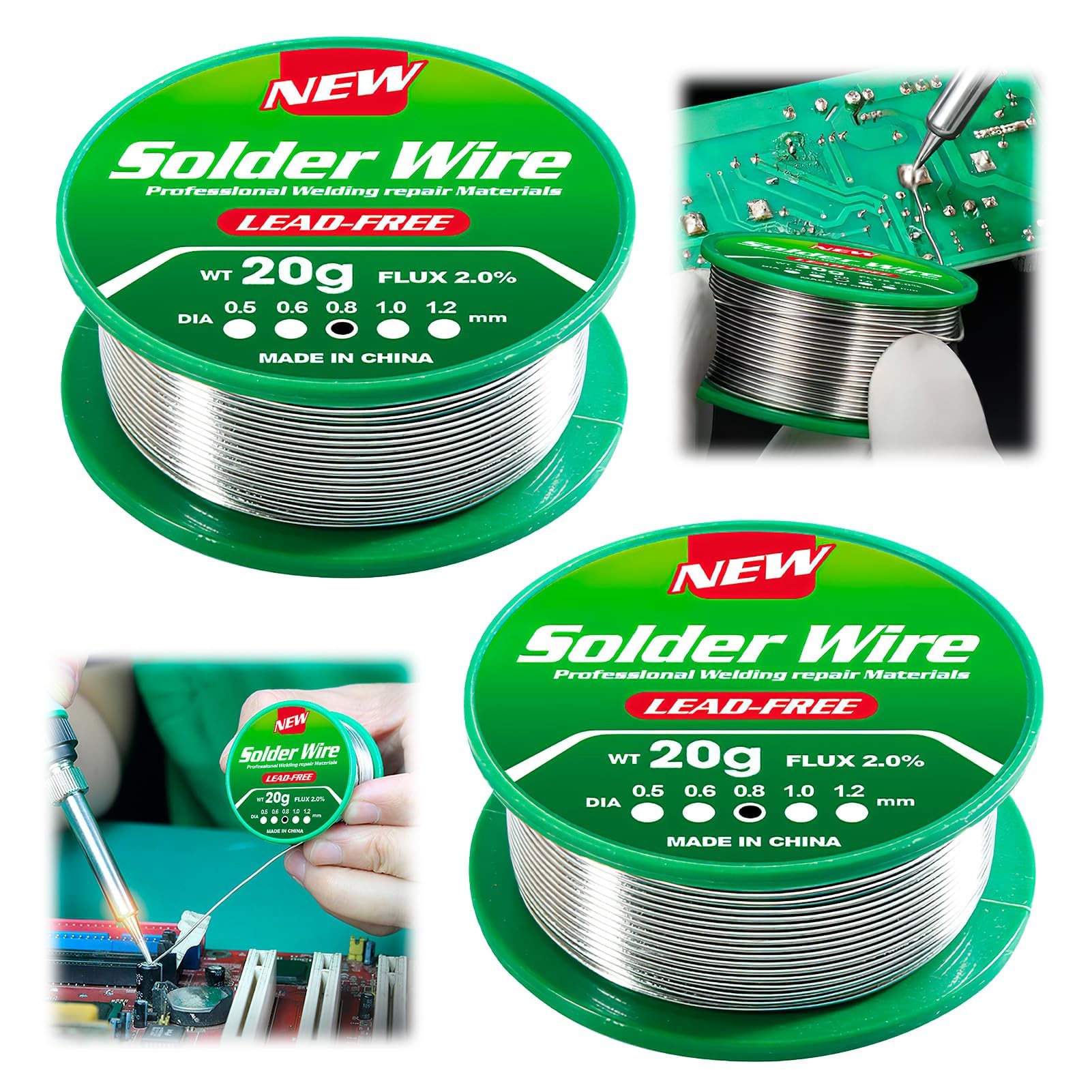 Fil à souder 0,8 mm, Sn99,3/Cu0,7, 20 g, avec flux et noyau de ...