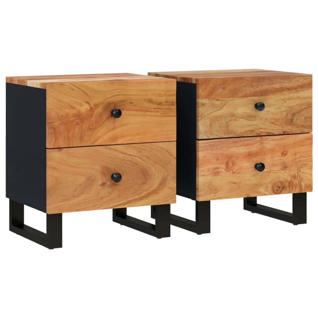 Tables de chevet 2 pcs bois d'acacia massif 40x33x46 cm | Leroy Merlin
