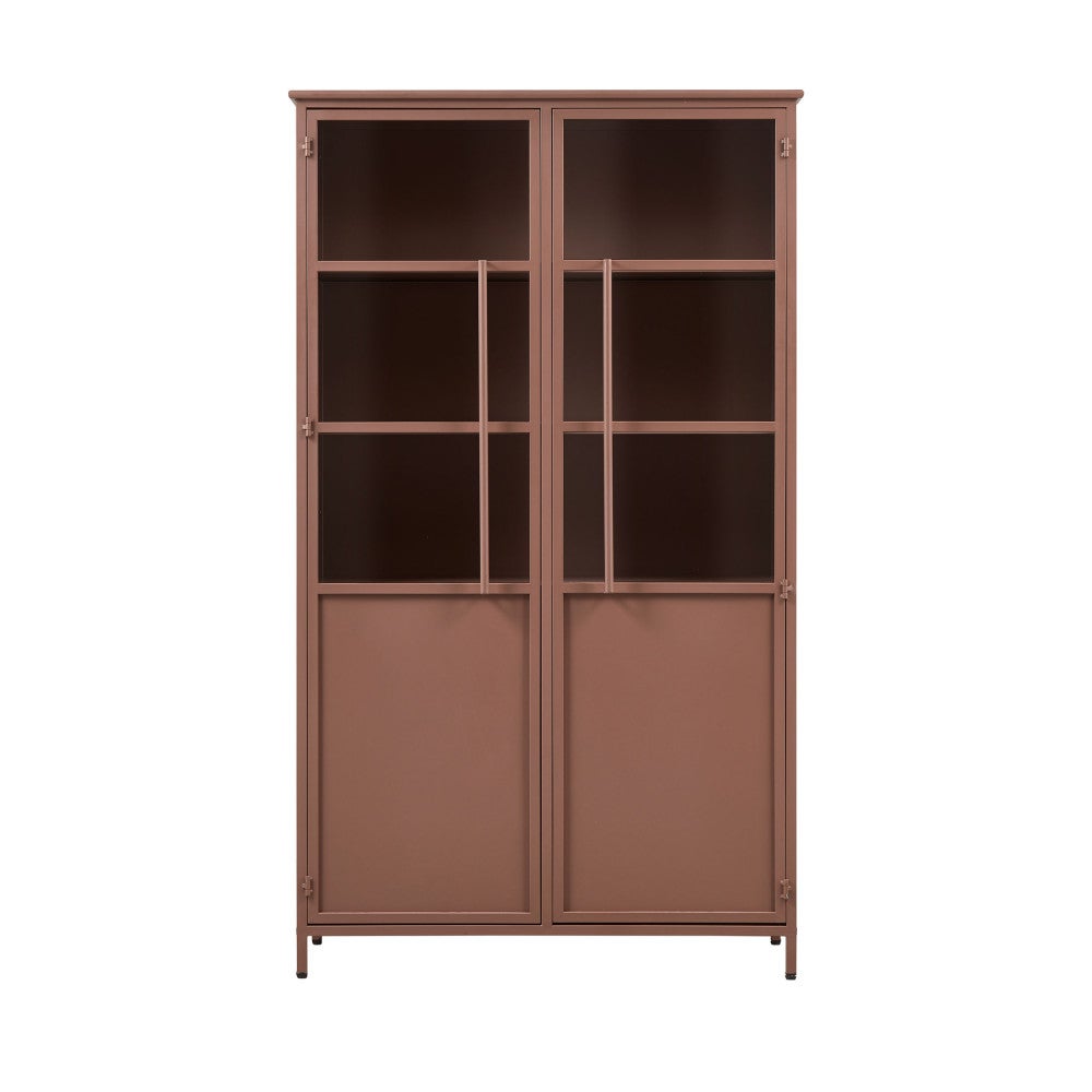 Vitrine 2 portes en métal H170cm terracotta - EXHIBIT | Leroy Merlin