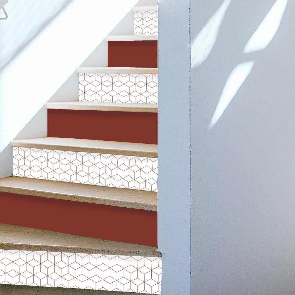 Contremarche mixée ALICE - Graphique Rouge - L100 x H15 cm (motif) à l ...