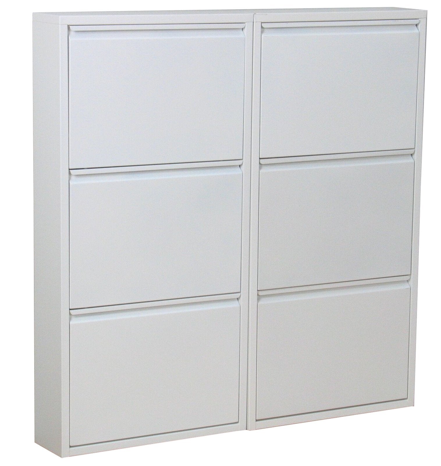 Pisa Armoire à chaussures avec 6 casiers/portes en métal, blanc. Livrée ...