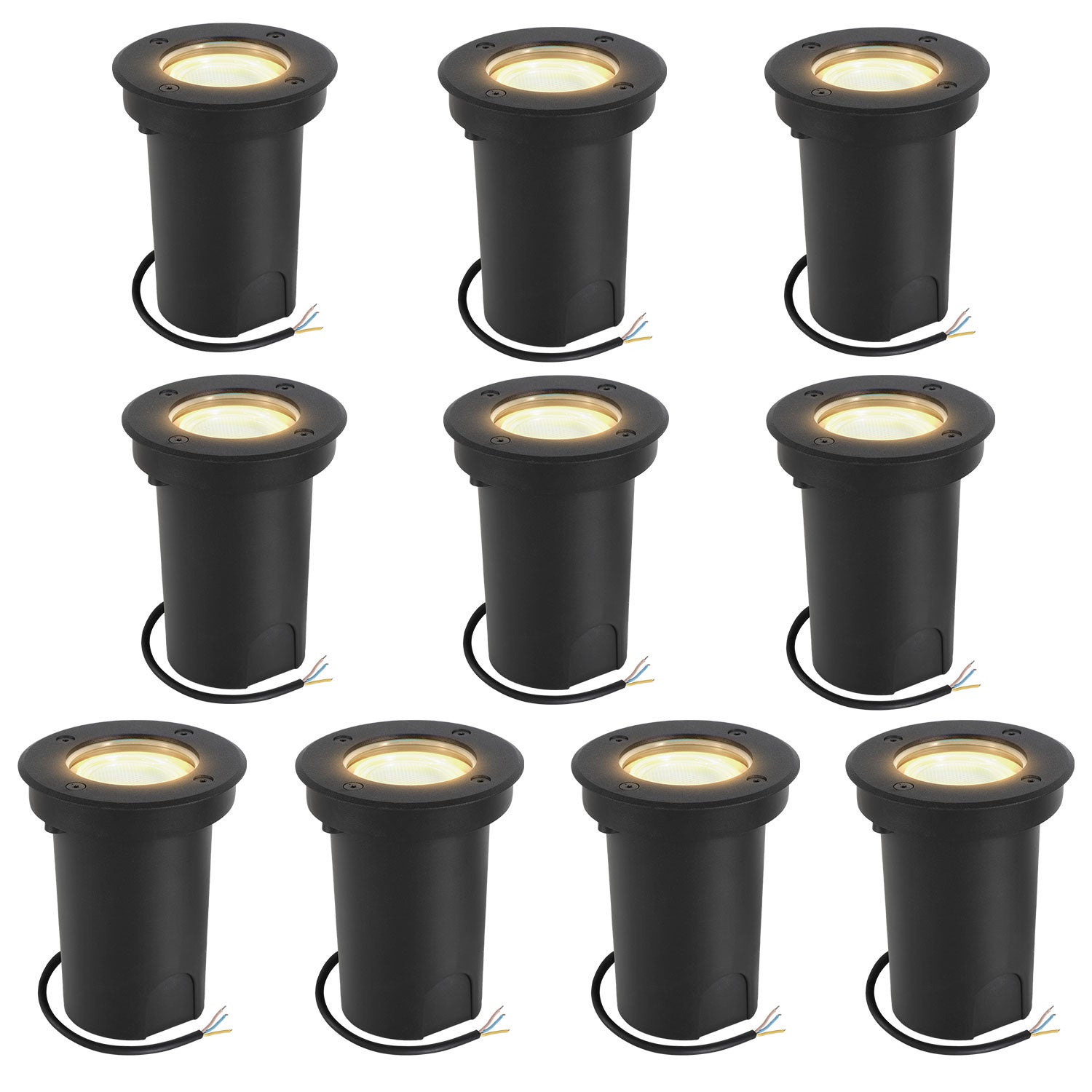 10 spots LED extérieurs encastrés, orientables, IP67, 3 W, blanc chaud ...