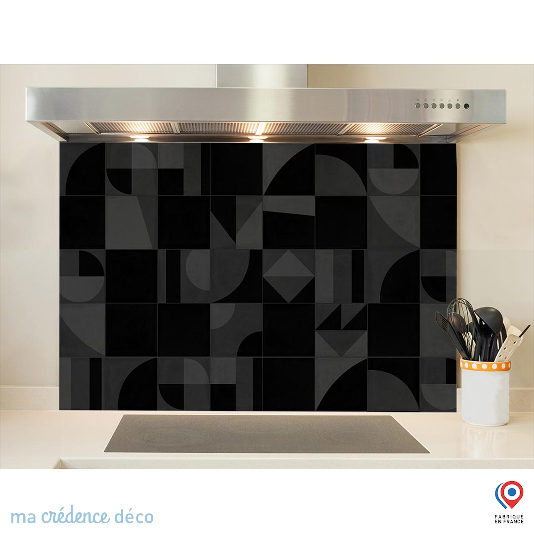 Crédence cuisine fond de hotte Carreaux ciment géométrie et couleurs 2 ...