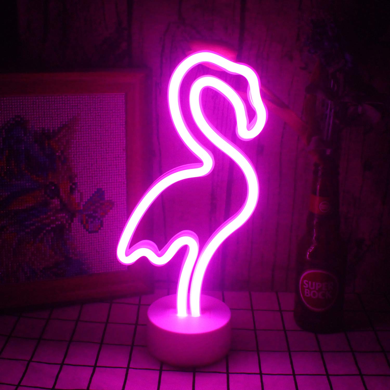 Enseignes au néon flamant rose avec base Led néon lumières décoratives ...