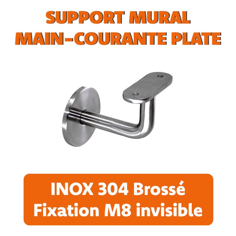 SUPPORT MURAL - MAIN COURANTE PLATE - FIXATION M8 - INOX 304 | Leroy Merlin