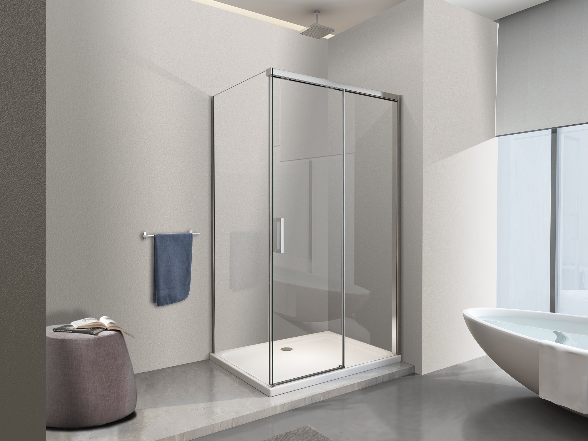 NALA - Box Doccia Con Parete Fissa Laterale e Porta Frontale Con ...
