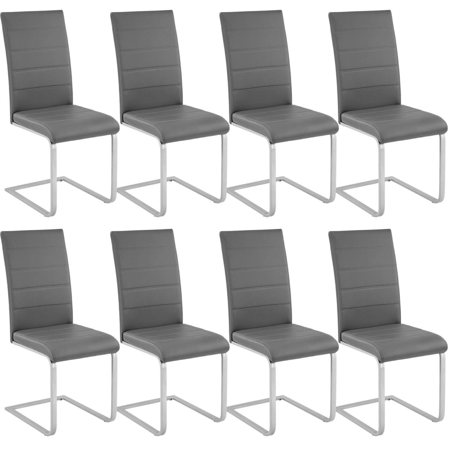 Lot de 8 chaises pieds acier siège de salon cuisine salle à manger ...