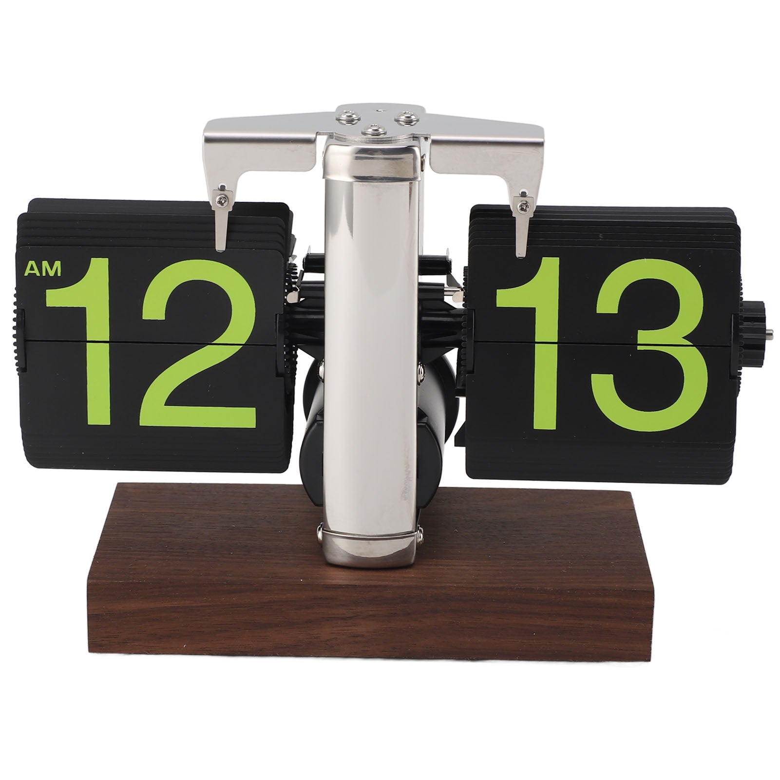 Reloj digital plegable estilo retro, formato 12 h, base de madera negra ...