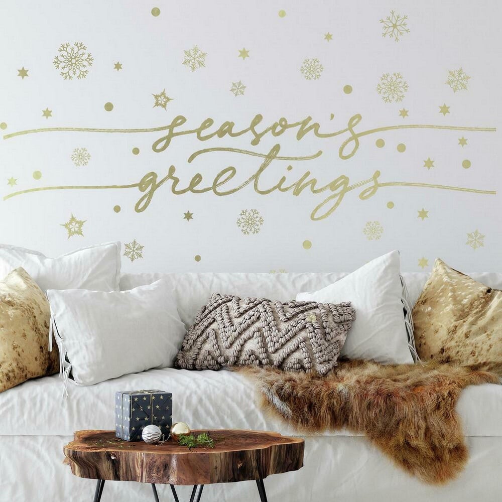 Stickers repositionnables « seasons greating et flocons de neige ...