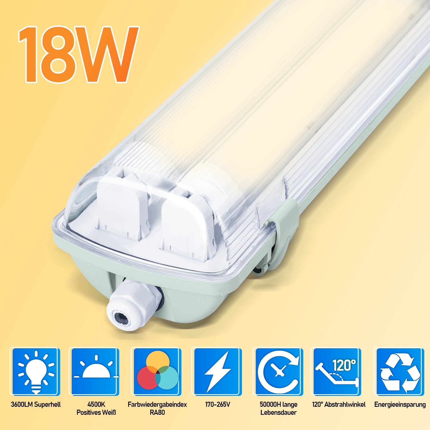 Lampada LED 6X per bagni Lampada bianca per lavabo Garage 120cm 2 tubi ...
