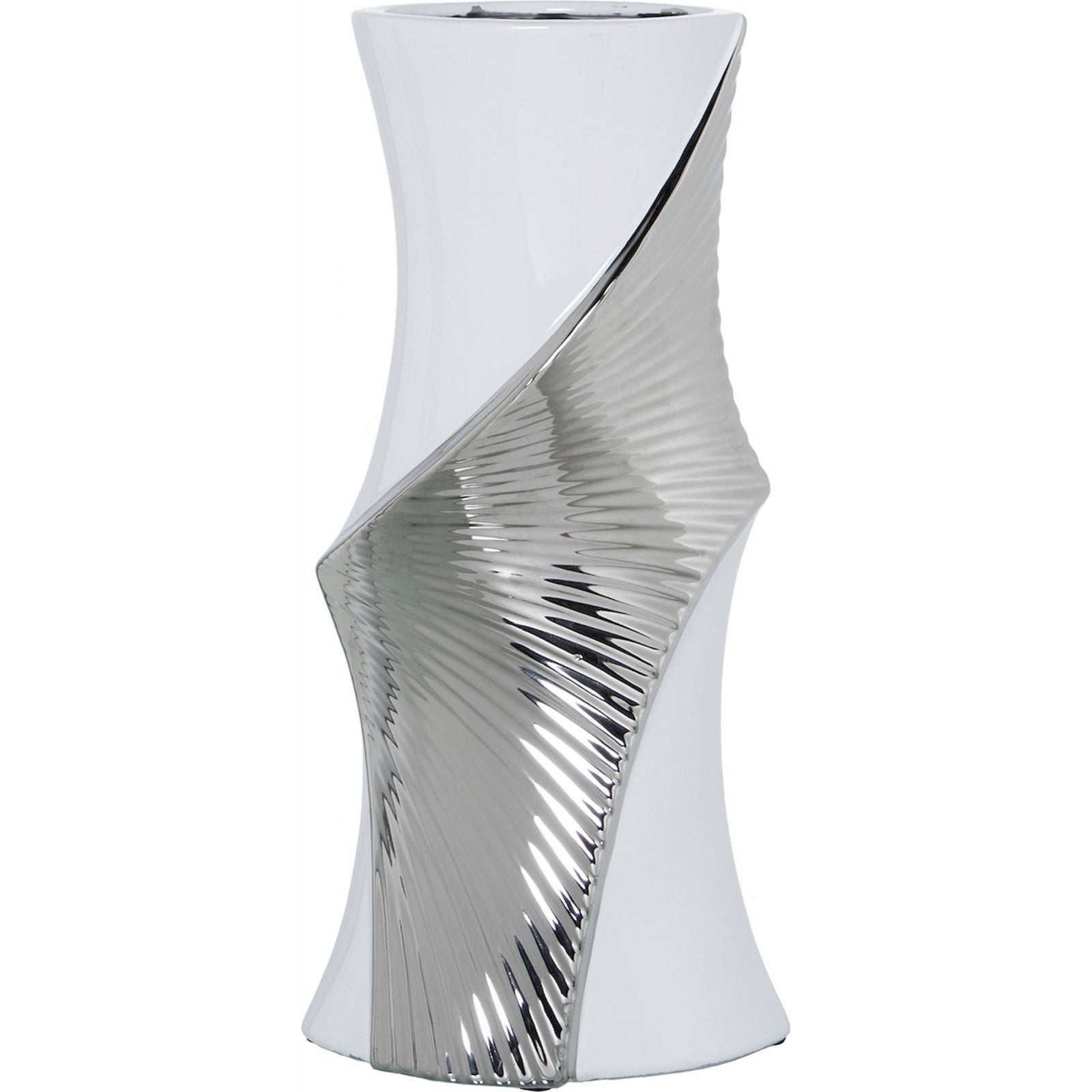 Vase en céramique blanc élégant pour déco moderne 19 x 15 x 40 cm Blanc ...