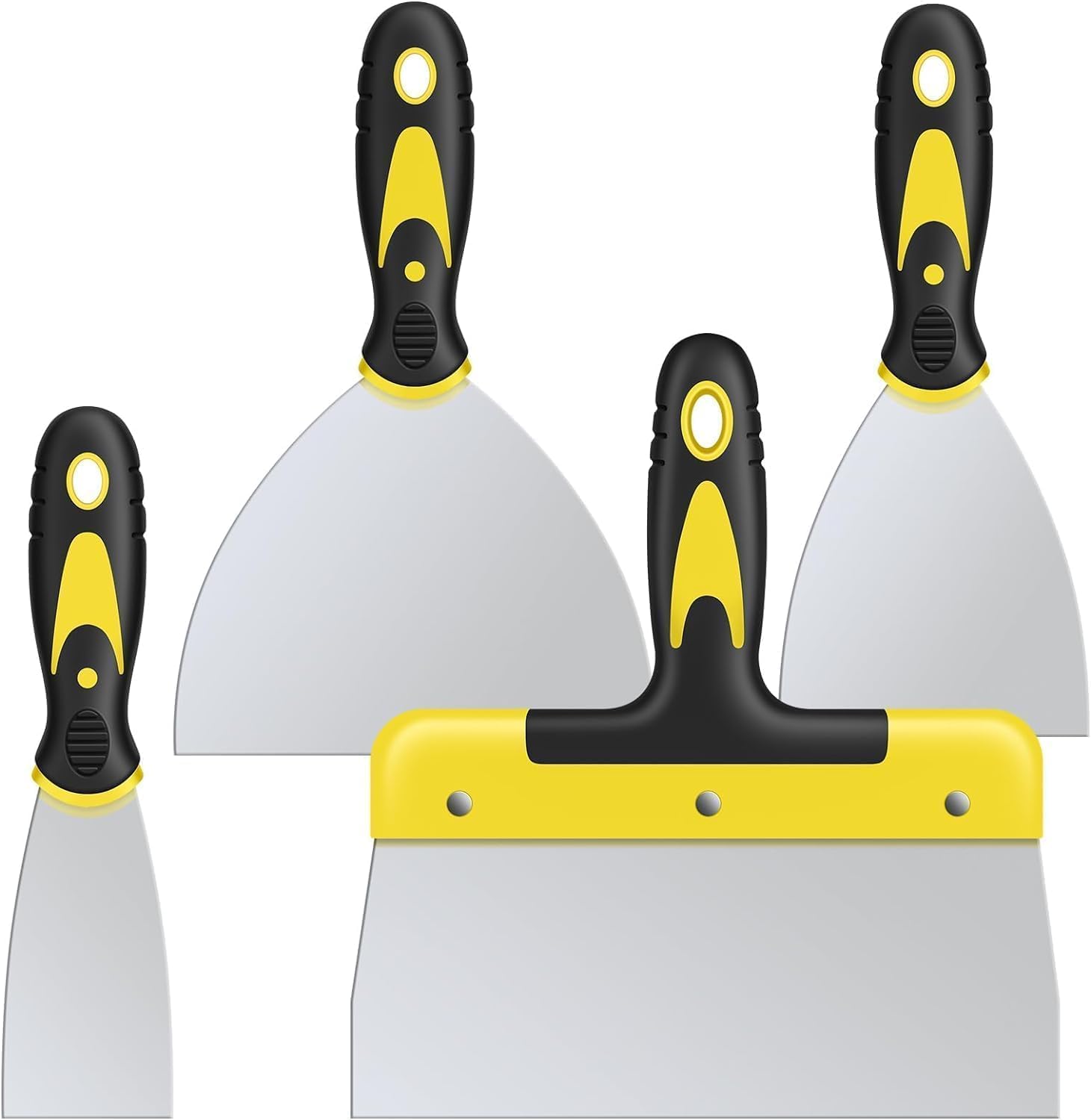 Lot de 4 spatules en acier inoxydable avec poignée en plastique ...