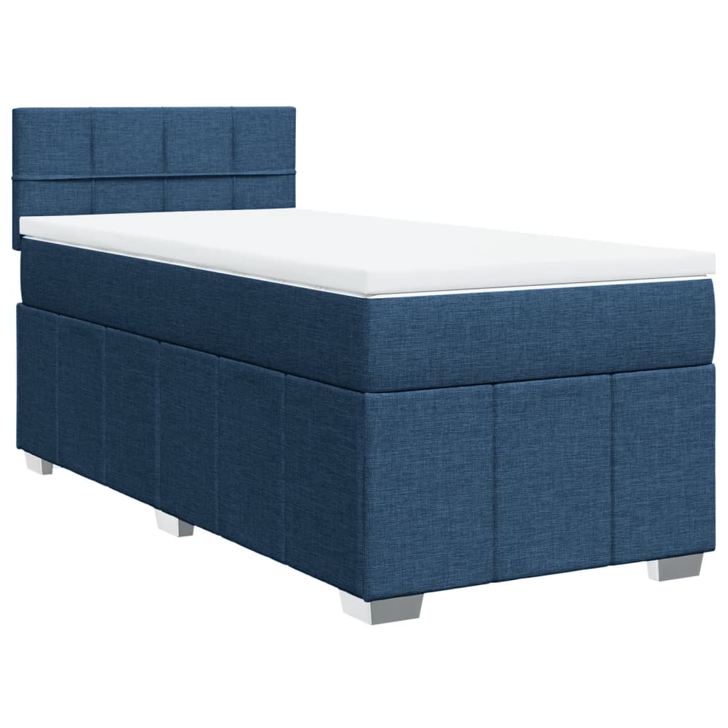 Cama box spring con colchón tela azul 90x200 cm | Leroy Merlin