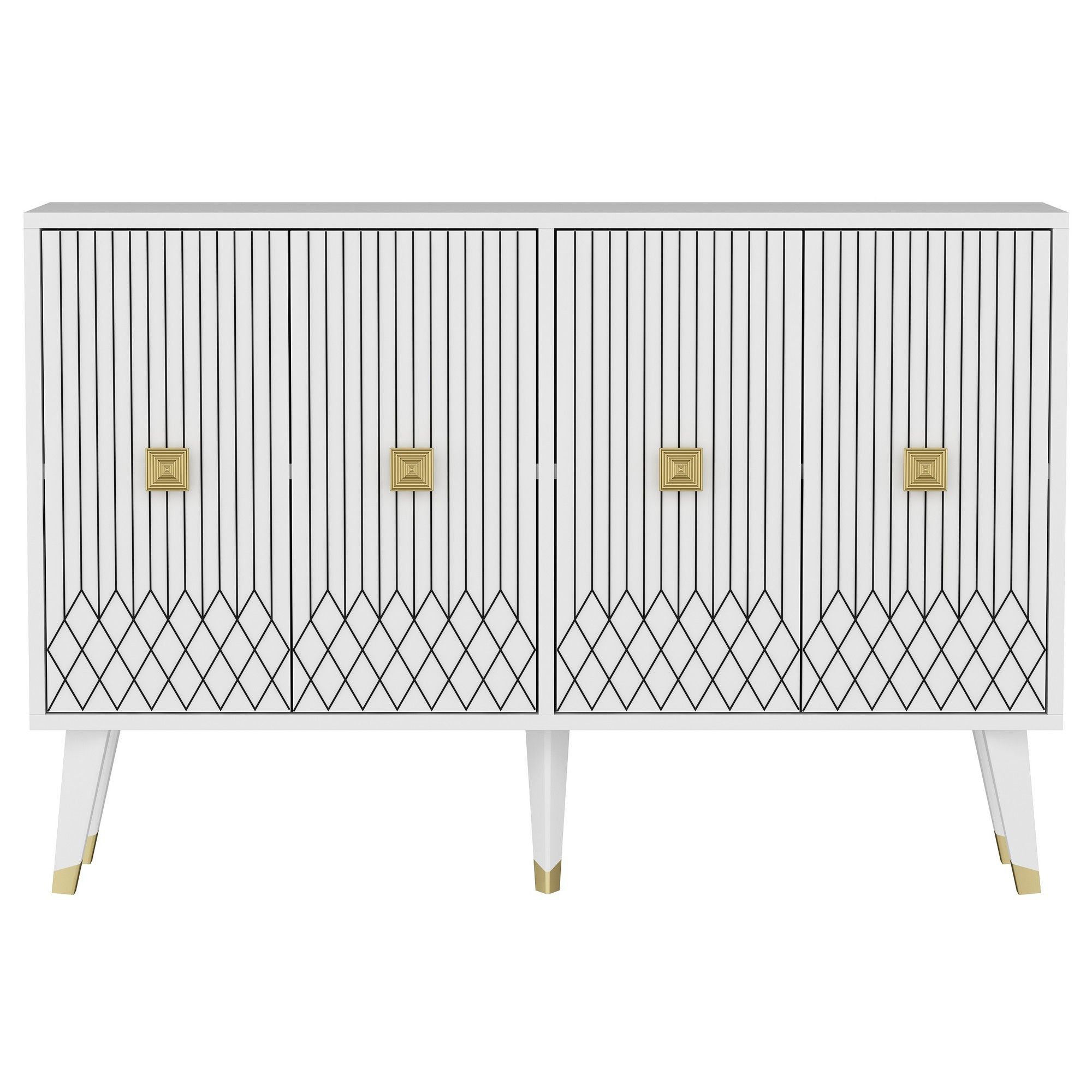 Buffet design Buron L120cm Blanc et Or | Leroy Merlin