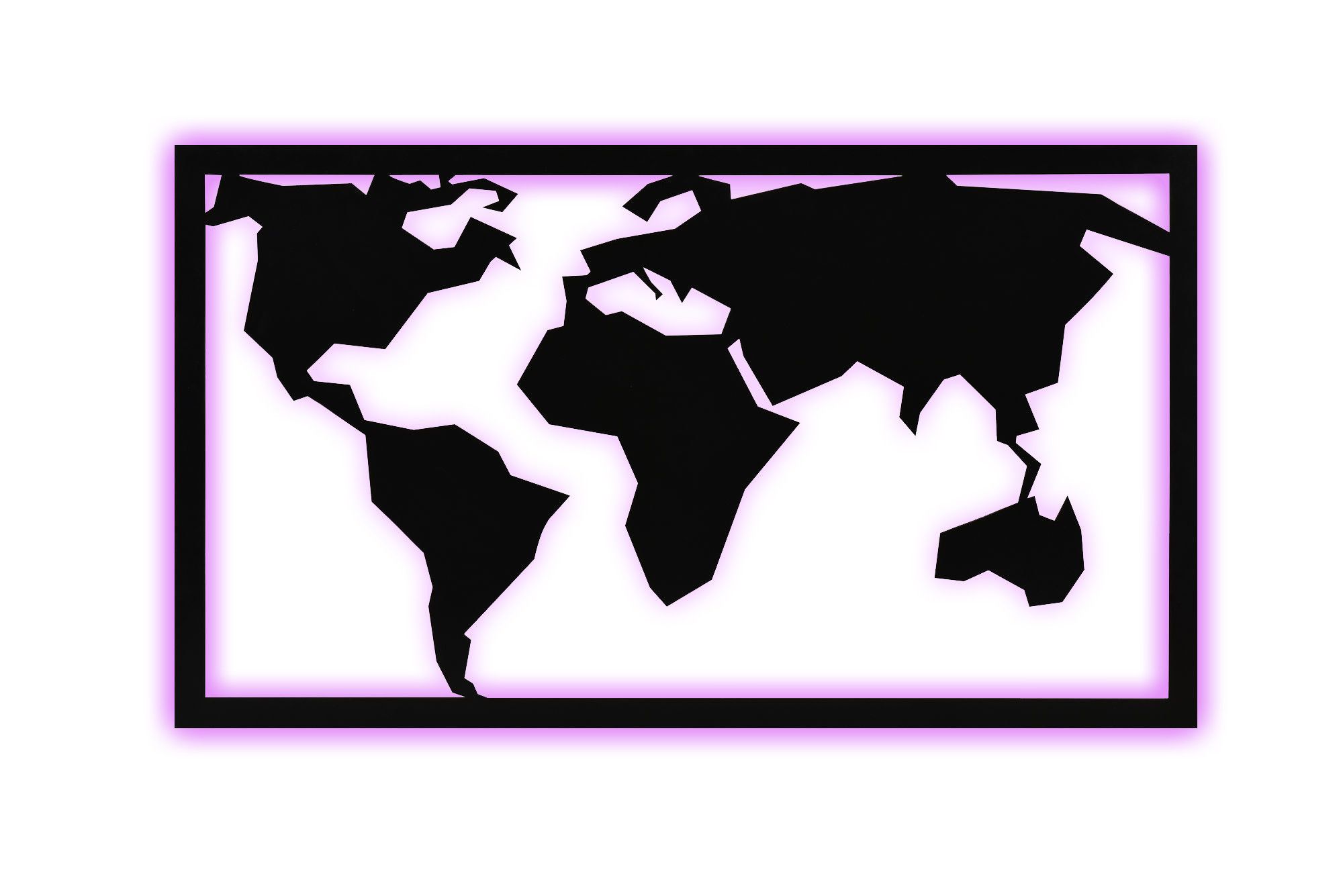 Décoration murale LED Axele 71x40cm Carte du monde Lumière Violet ...