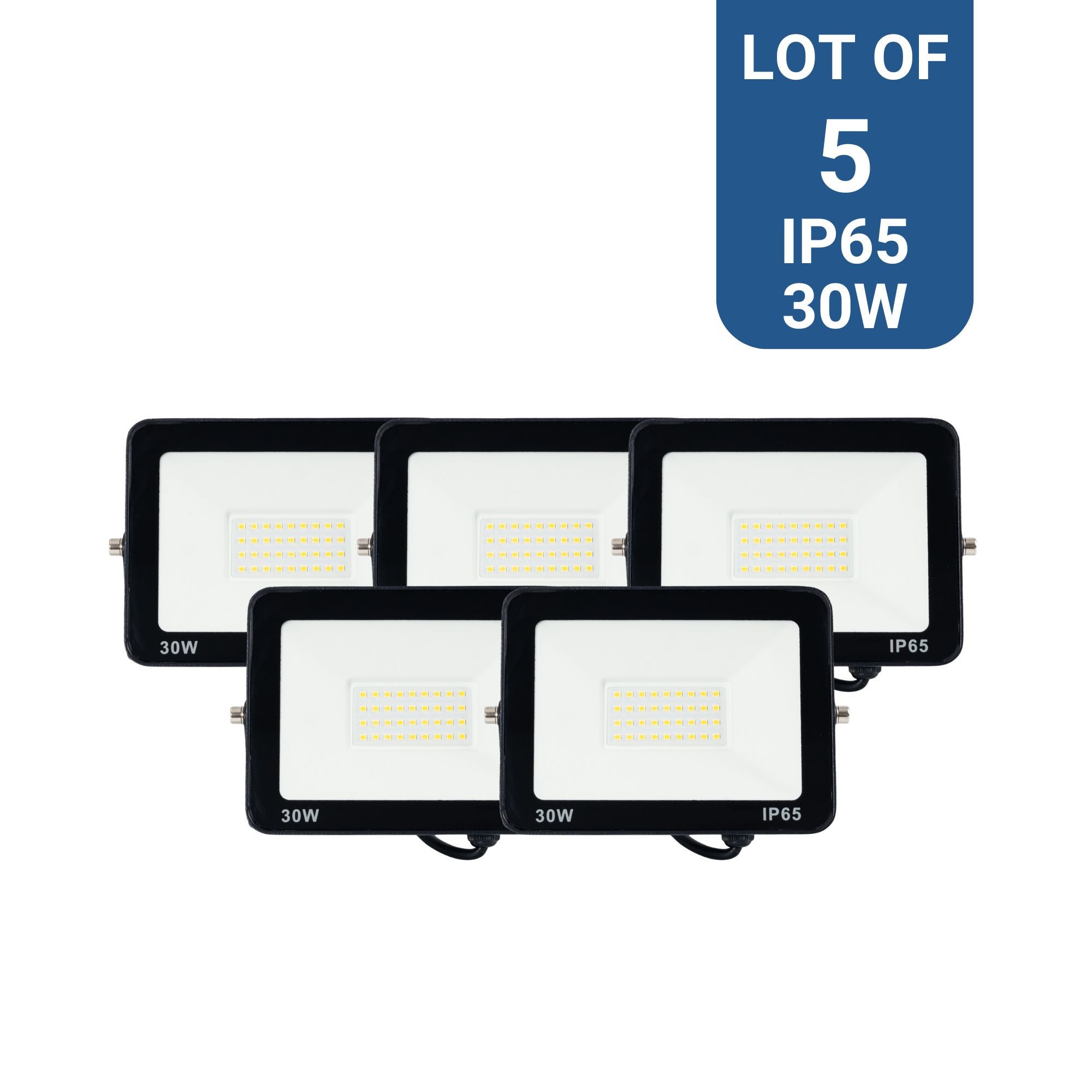 Pack de 5 proyectores LED exterior 30W - 95lm/W - IP65 - Blanco Cálido ...