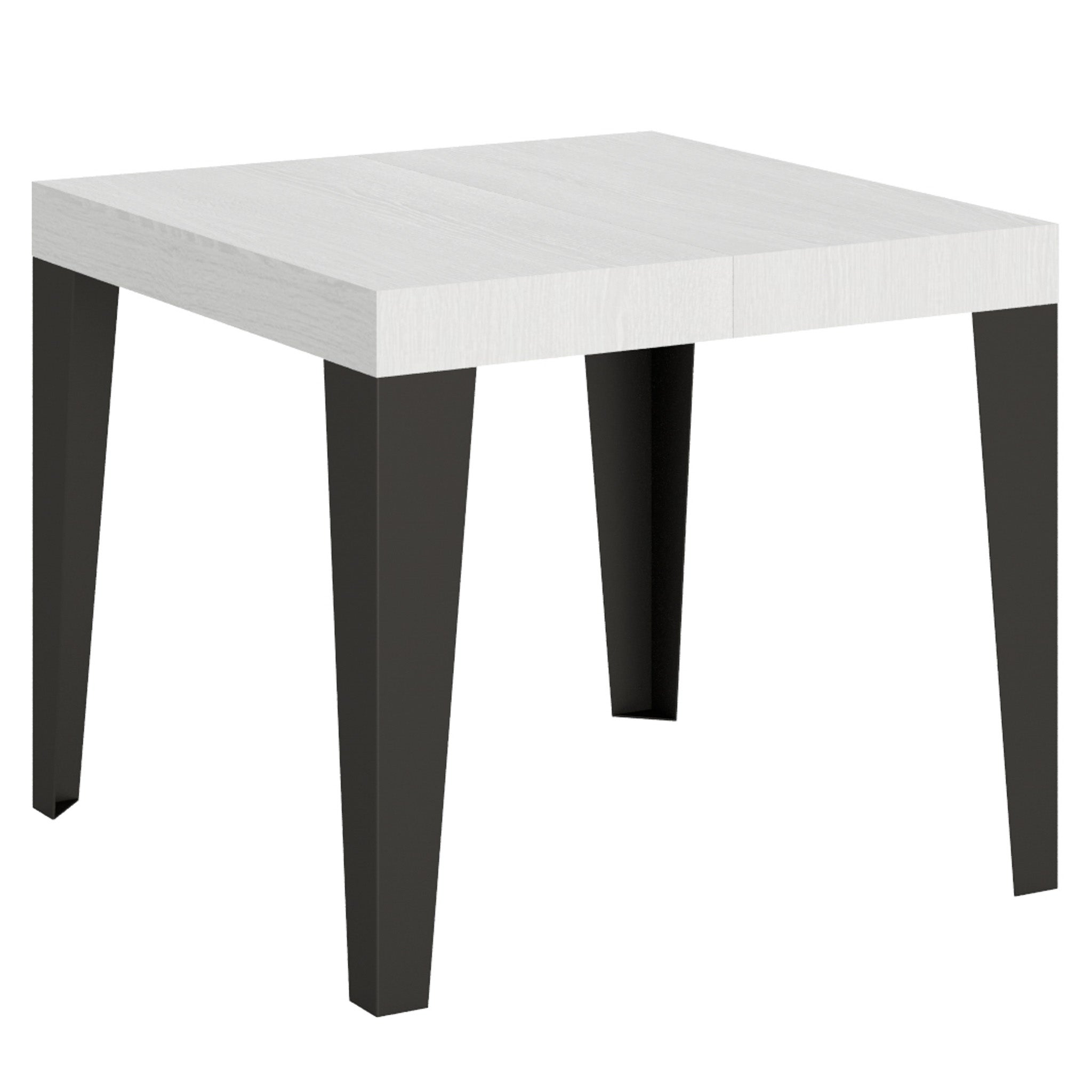 Table extensible 90x90/246 cm Flame Frêne Blanc cadre Anthracite ...