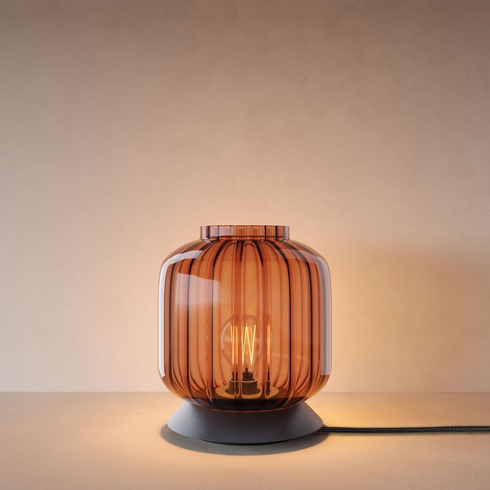 S.luce - Lámpara de mesa de cristal Velo con interruptor, marrón, negro ...