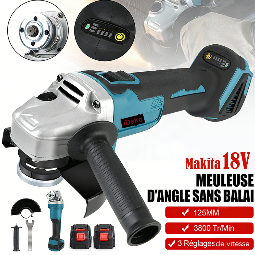 Meuleuse d'angle électrique 125mm sans fil 3 vitesses 2 batterie 2 ...