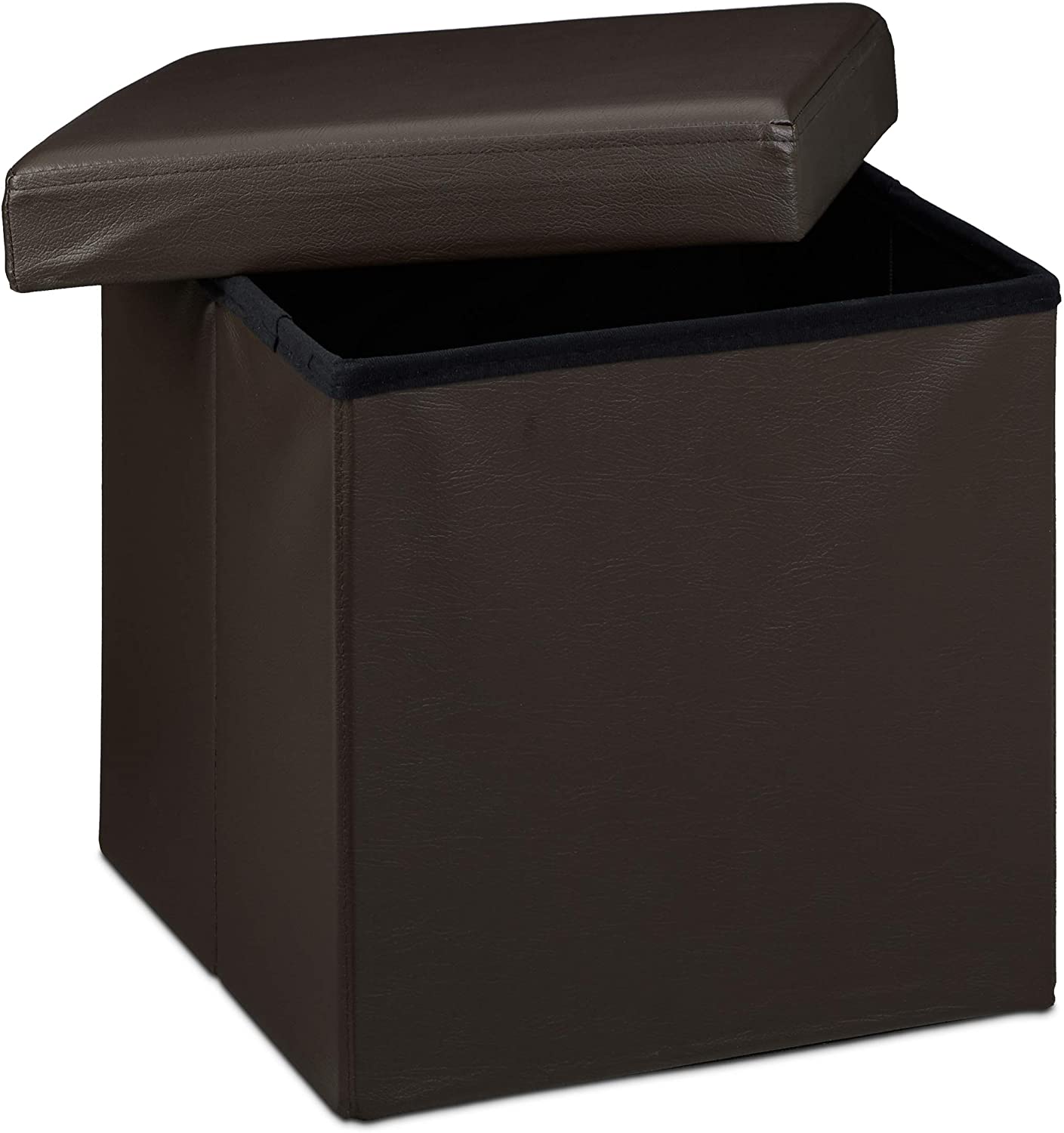 Tabouret pouf banquette pliant meuble de rangement stable synthétique ...