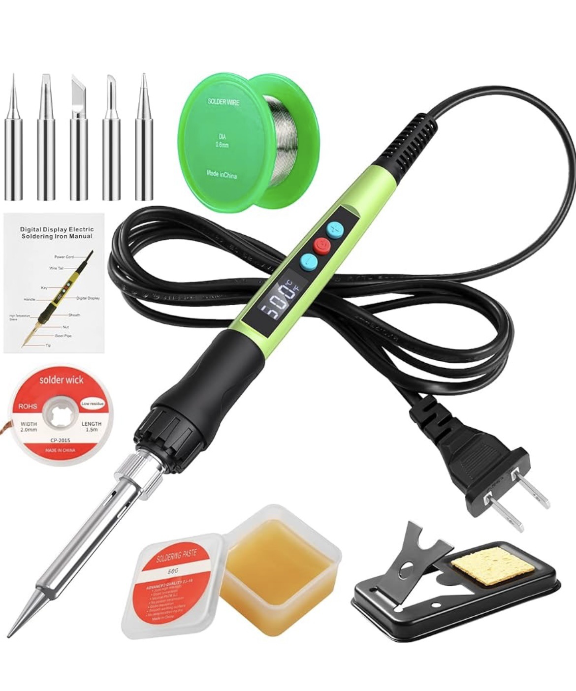 Visible Fer à Souder Électrique 100W Kit de Soudure Température Réglable 180℃~500℃avec, 5 ...