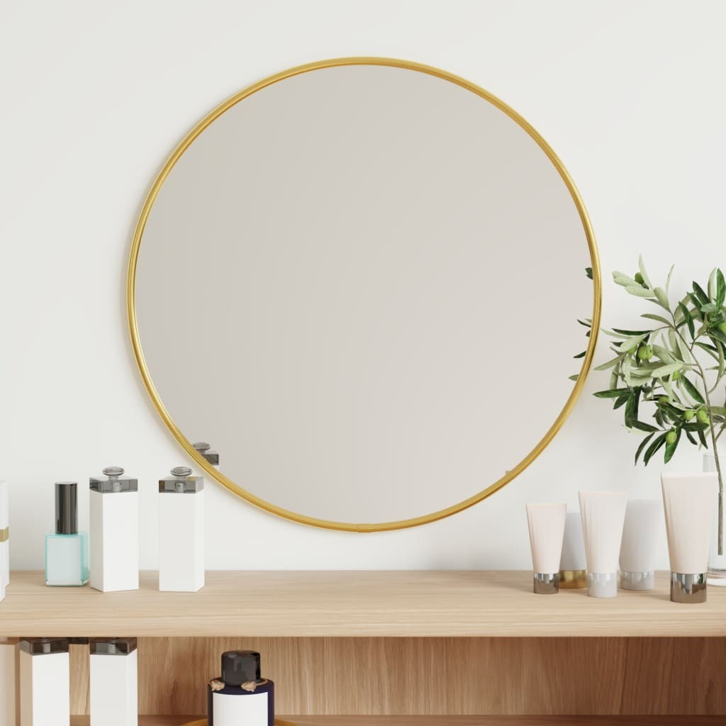 Miroir Mural Doré Rond Ø 40 cm avec Cadre PVC - Design Minimaliste et ...