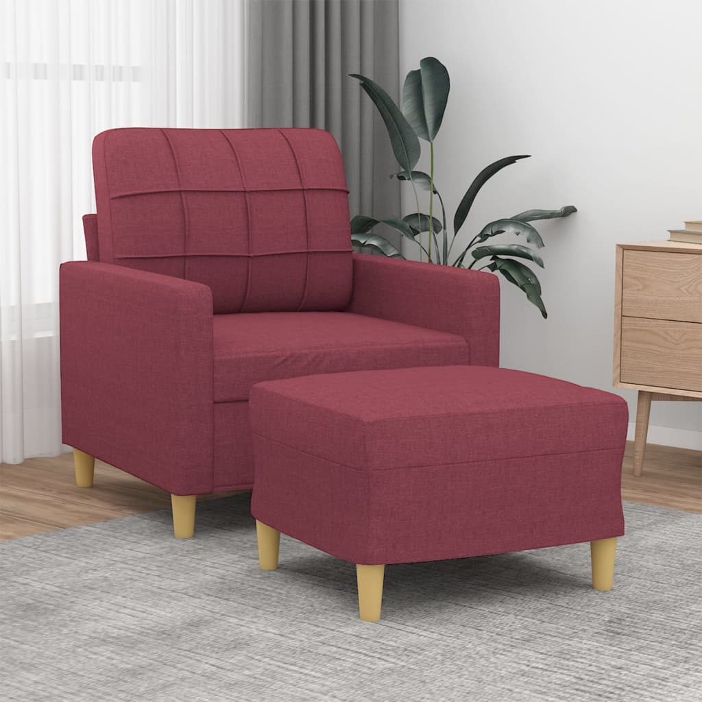 VidaXL Sillón con taburete tela rojo tinto 60 cm | Leroy Merlin