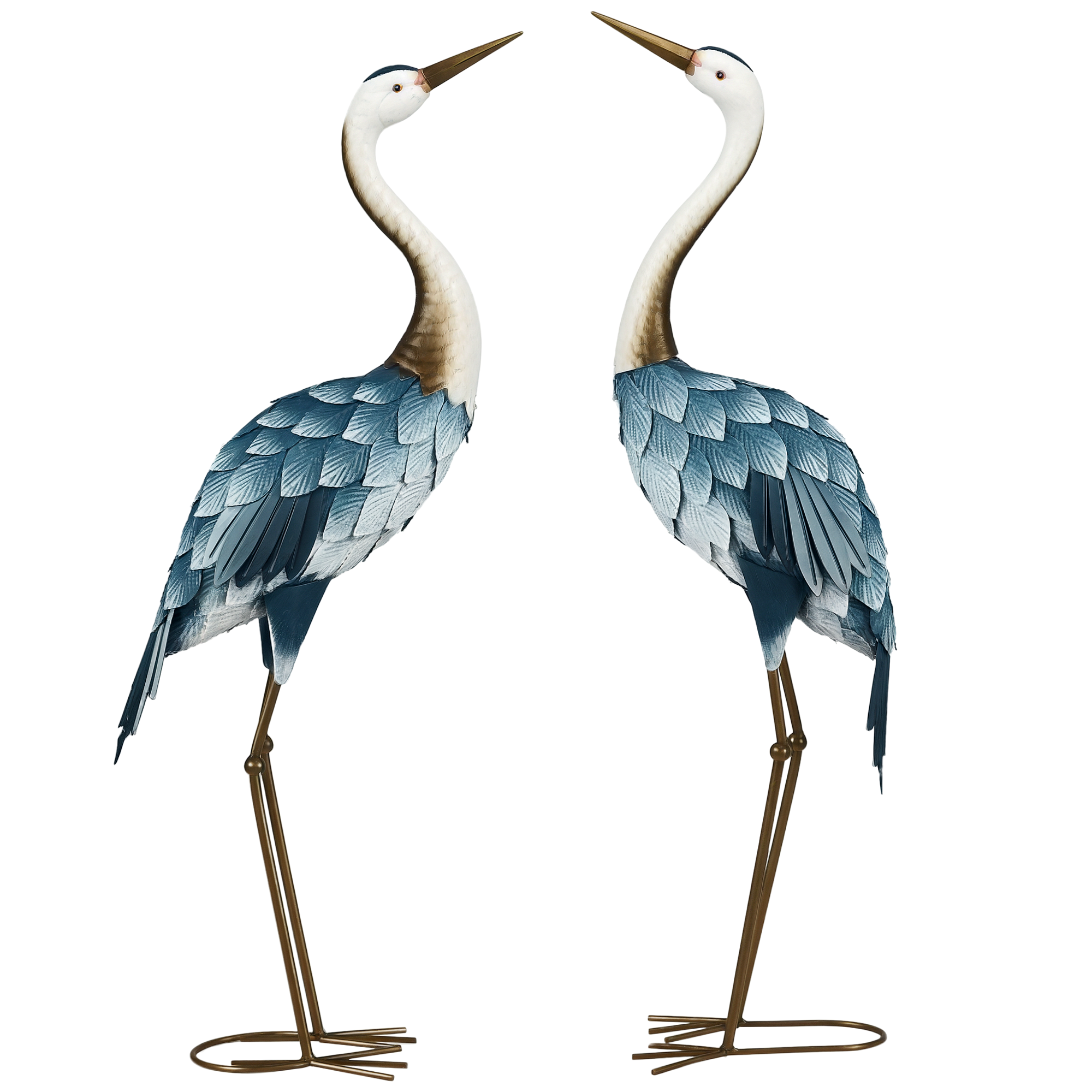 Lot de 2 statues de jardin sculpture de la grue décoration d'oiseau ...