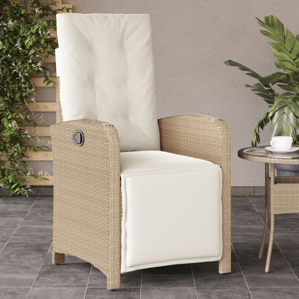 Silla de jardín reclinable con reposapiés en resina tejida de color ...
