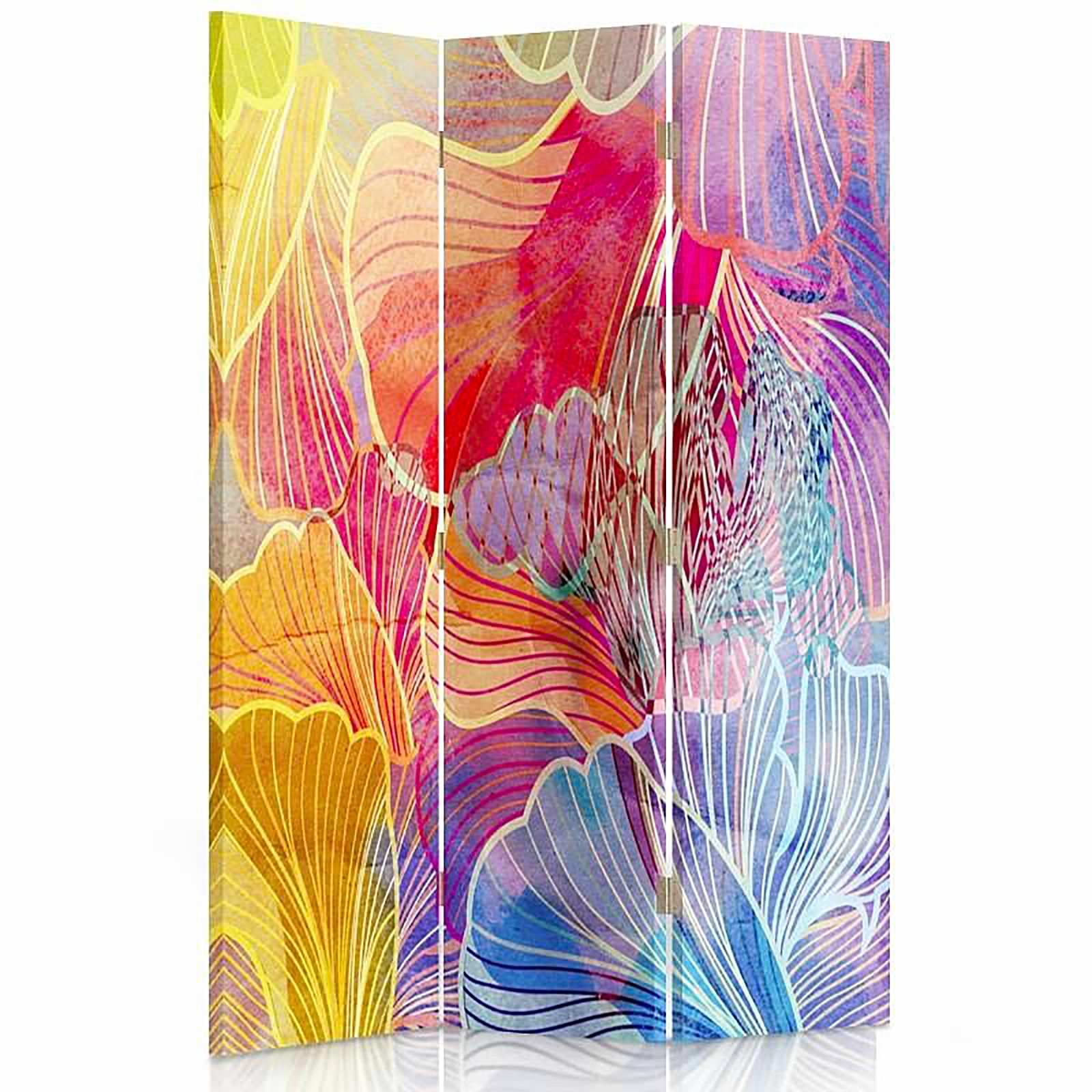 Paravent Design Abstrait Motifs Flocons Colorés - 110 x 150 cm - 2 ...