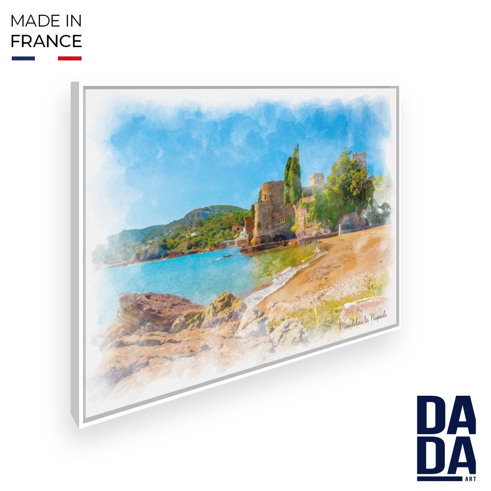 Tableau Côte de Mandelieu-la-napoule / 45x60cm / Cadre Blanc / Fabriqué ...