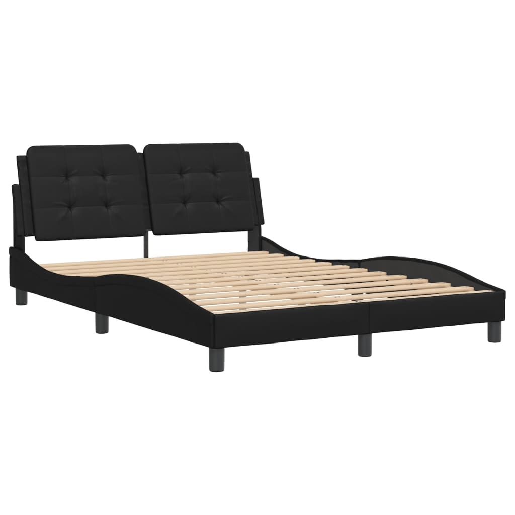 Lit double | Lit adulte | Cadre de lit avec tête de lit Noir 140x190 cm ...