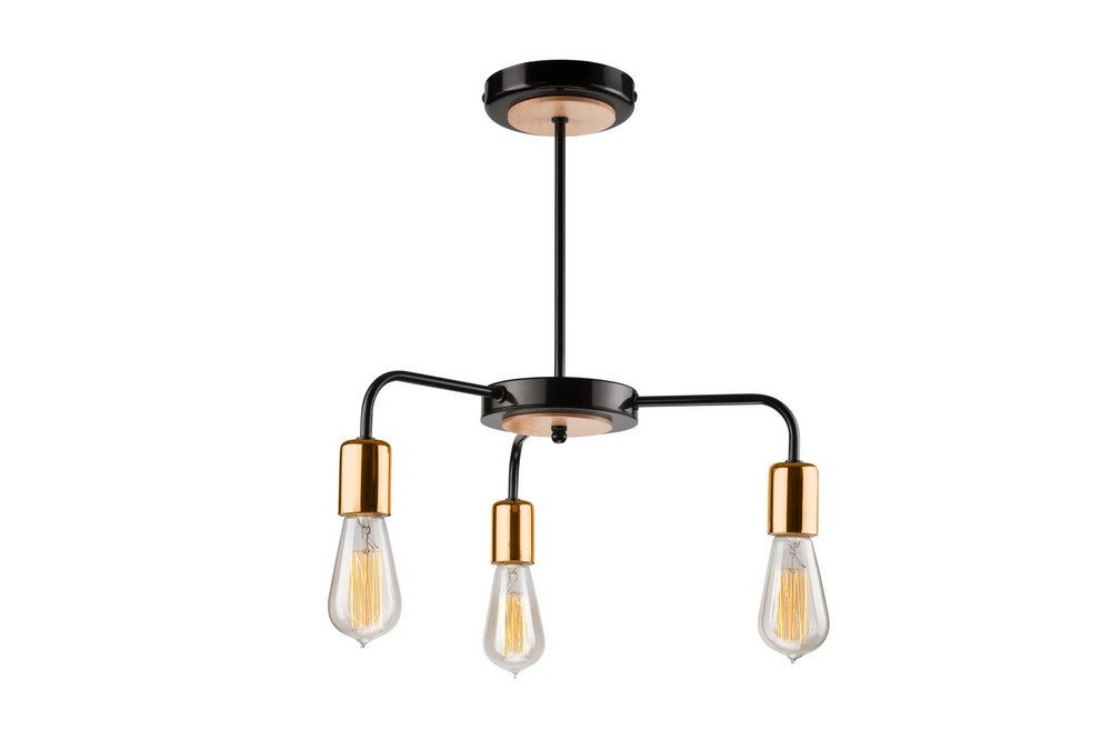 Lamkur Erica Industrial Plafón Multi Arm Semi Empotrado Negro, 3x E27 ...