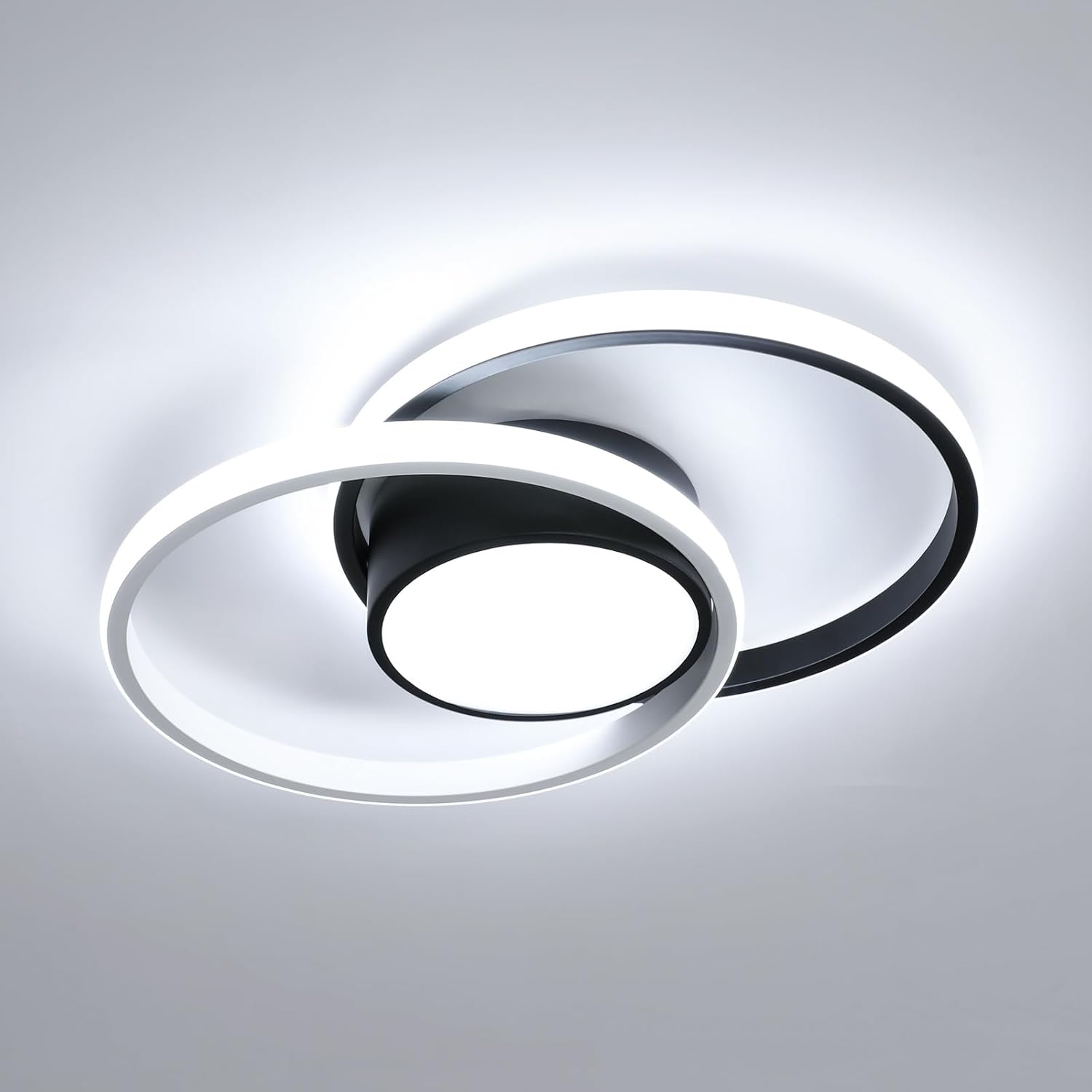 COMELY Plafonnier LED Moderne 42W 4725LM, Lampe de Plafond Noire et ...