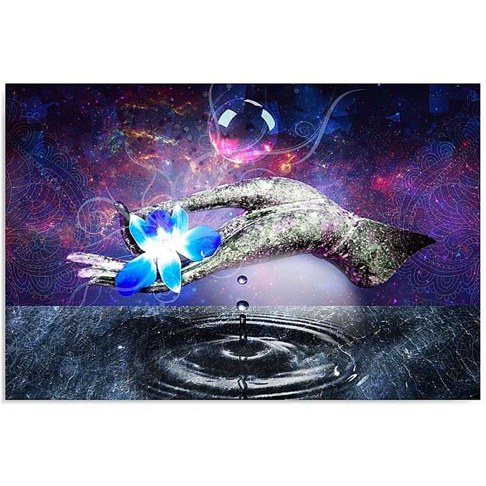 Tableau bois fleur à la main - 70 x 50 cm | Leroy Merlin