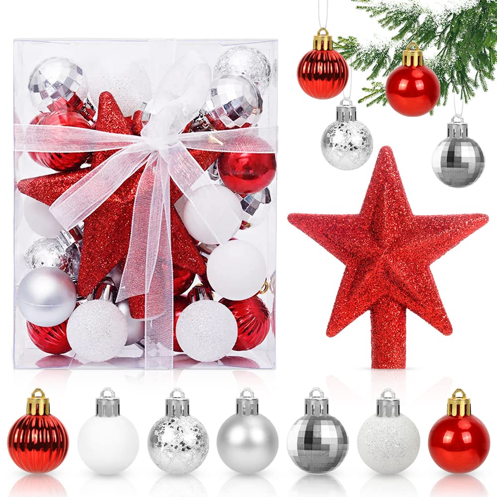 Juego de 30 adornos para árbol de Navidad, Estrella para la copa del ...