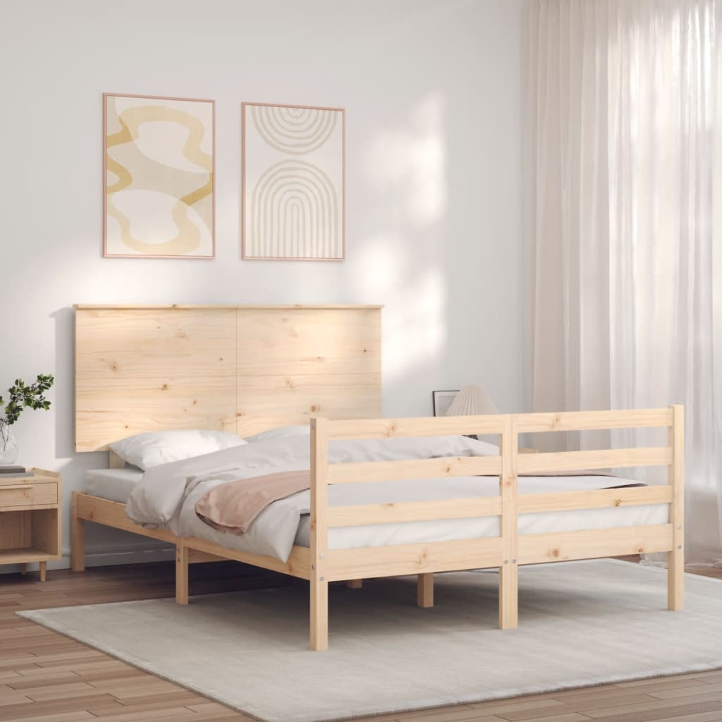 Cadre de lit sans matelas 140x190 cm bois massif | Leroy Merlin