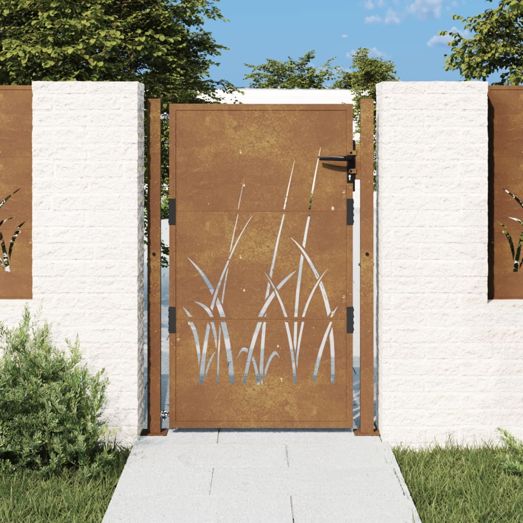 Portail de jardin en acier corten design gazon 105x155 cm - COMFORTXL ...