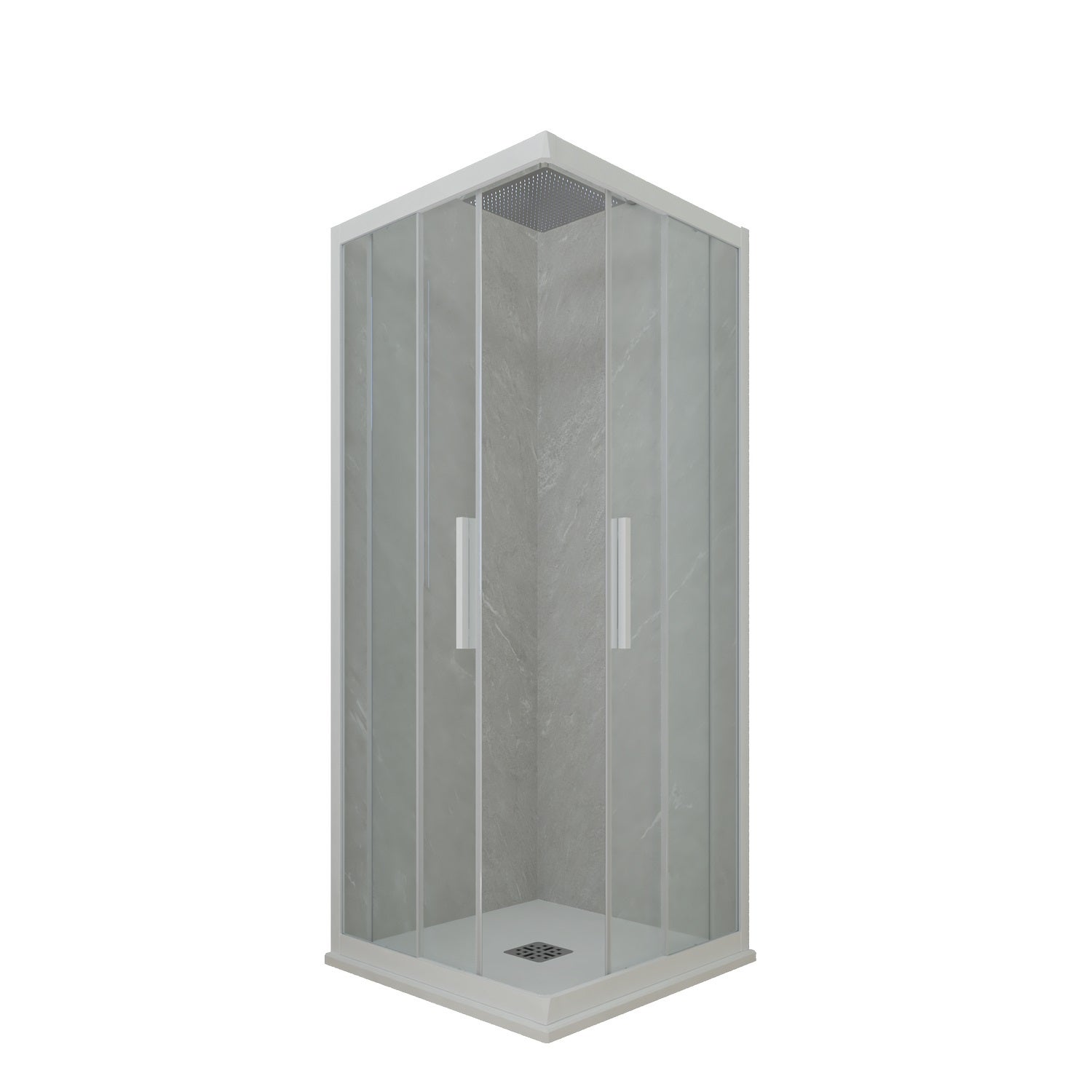 Cabine parois de douche d'angle coulissante 70x90 cm H 200 en PVC Blanc ...