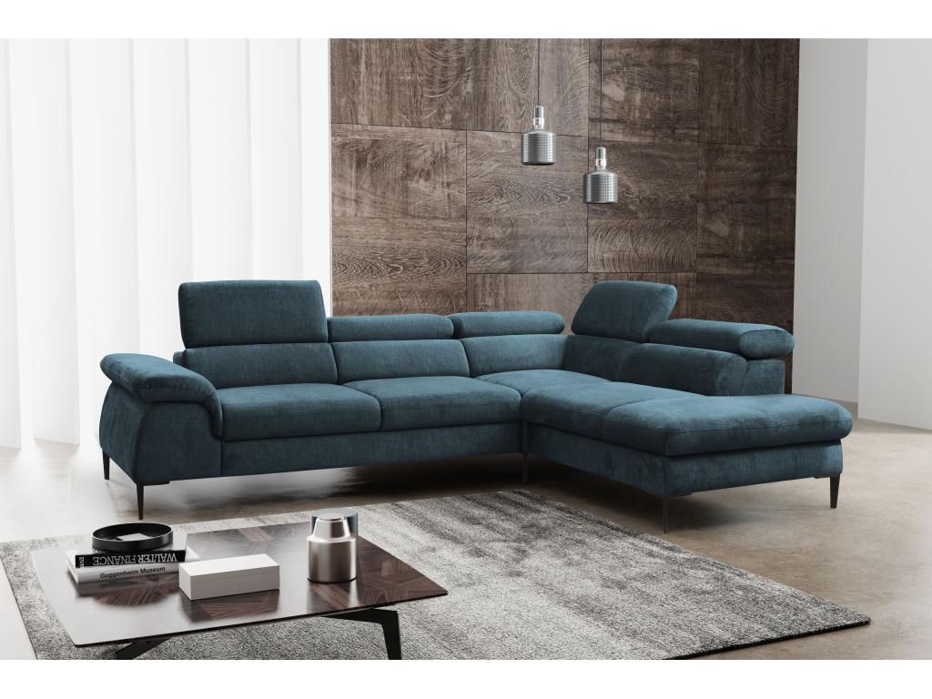 Divano letto angolare in Tessuto Blu notte - Angolo a destra - SEPINA ...