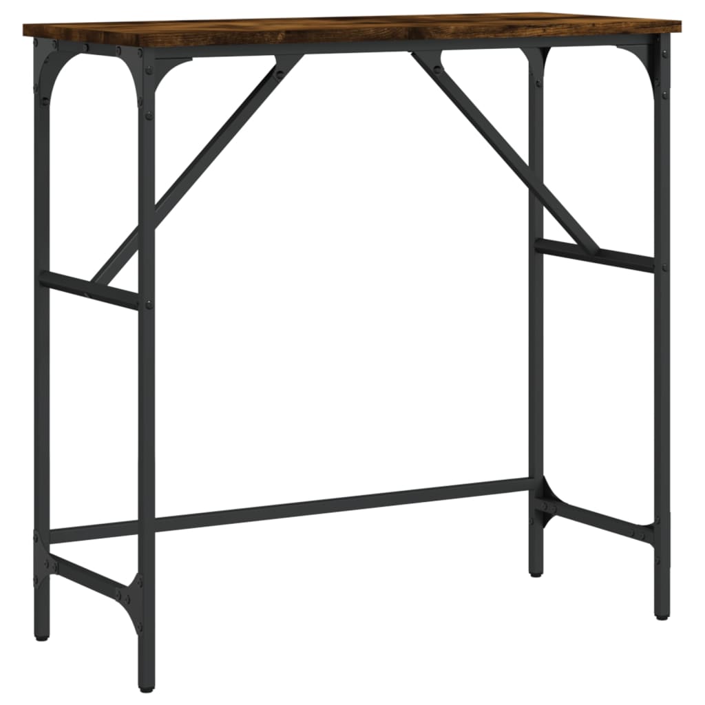 Consola rectangular de estilo industrial – roble ahumado y metal negro ...