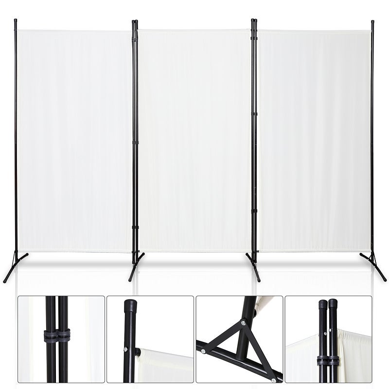 Biombo plegable de 3 paneles para jardín, 260 x 180 cm, color beige ...