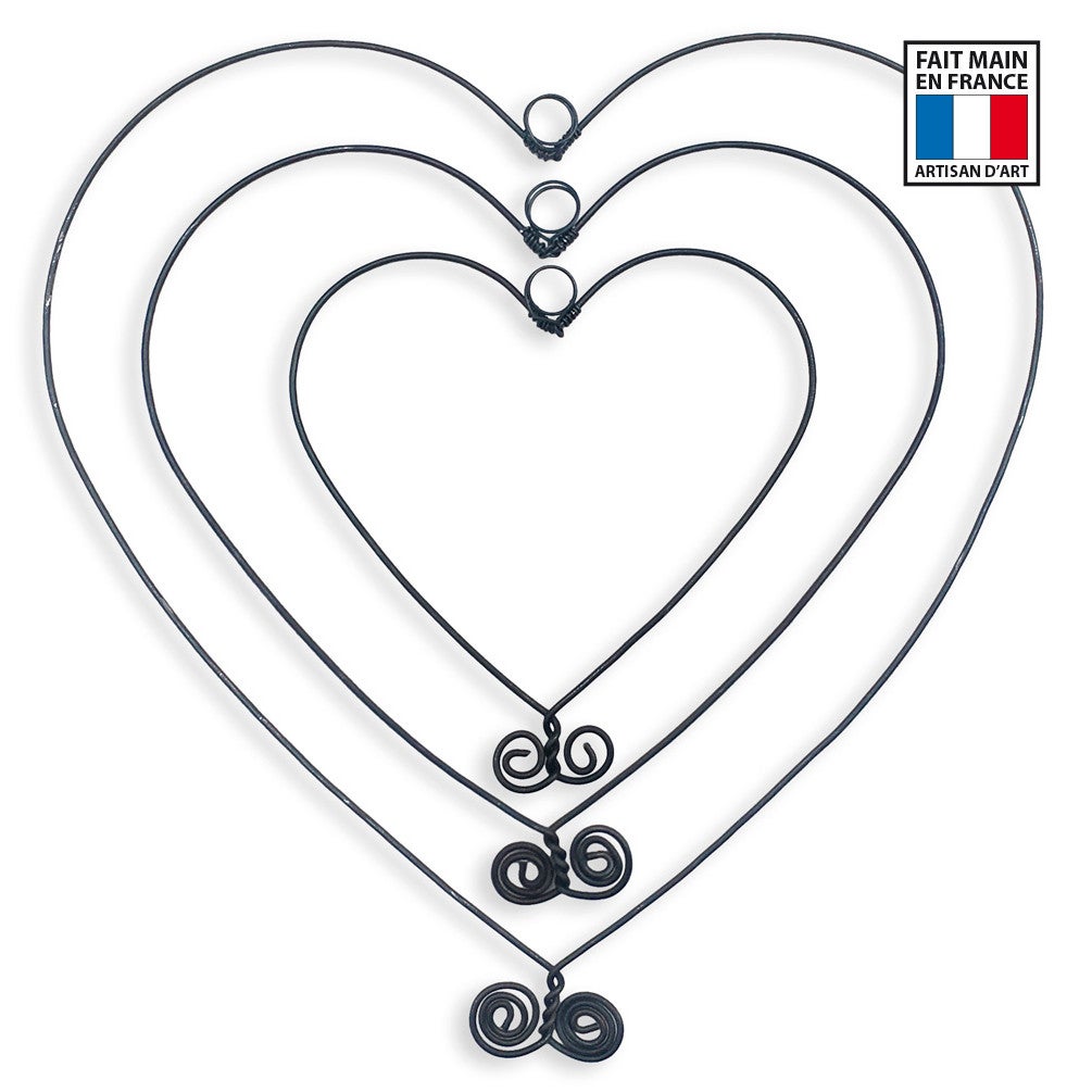 Trio Coeurs Panachés 10, 15 et 20 cm - décoration murale artisanale en ...